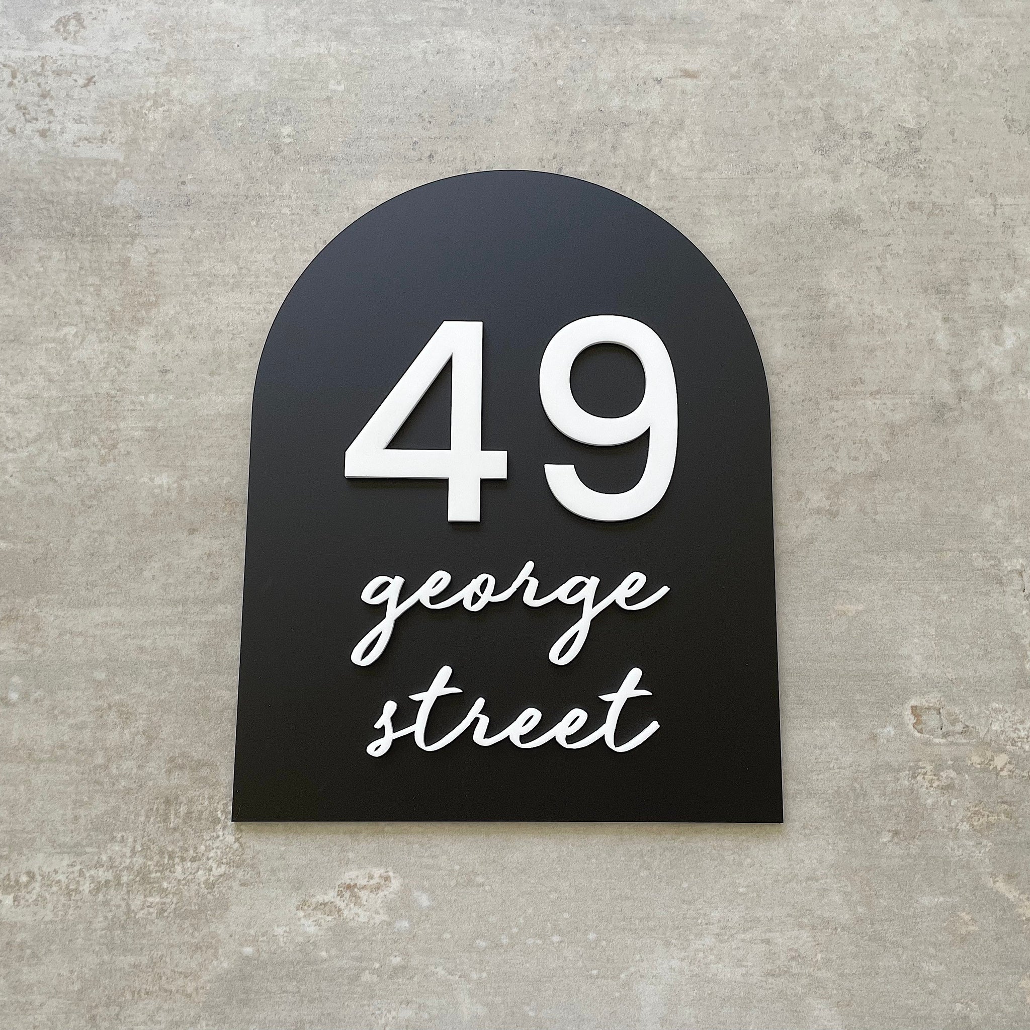 Personalised House Number - Script Arch 25x20cm – Beam Studio