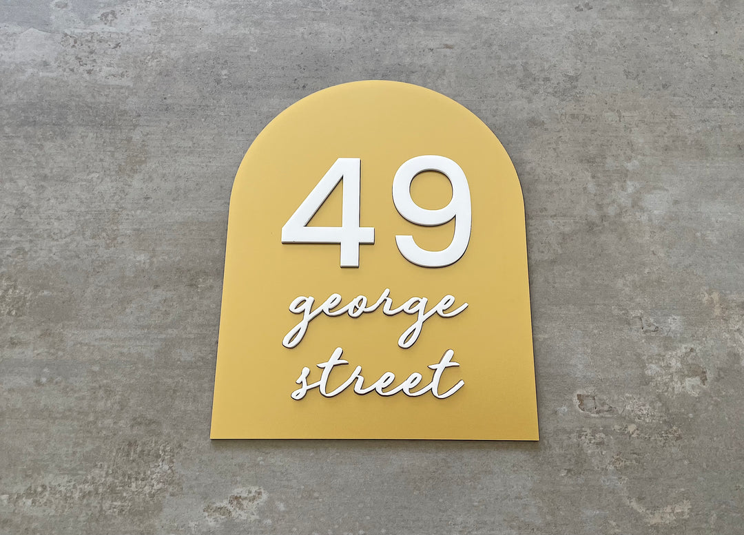 Personalised House Number - Script Arch 25x20cm – Beam Studio
